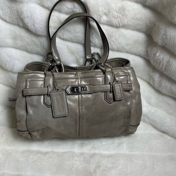 Coach | Bags | Coach Chelsea Jaydenmetallic Gray Carry All Satchel With ...